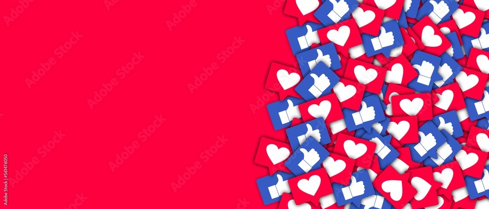 Social media likes and reacts flow with copy space text. Social media ...