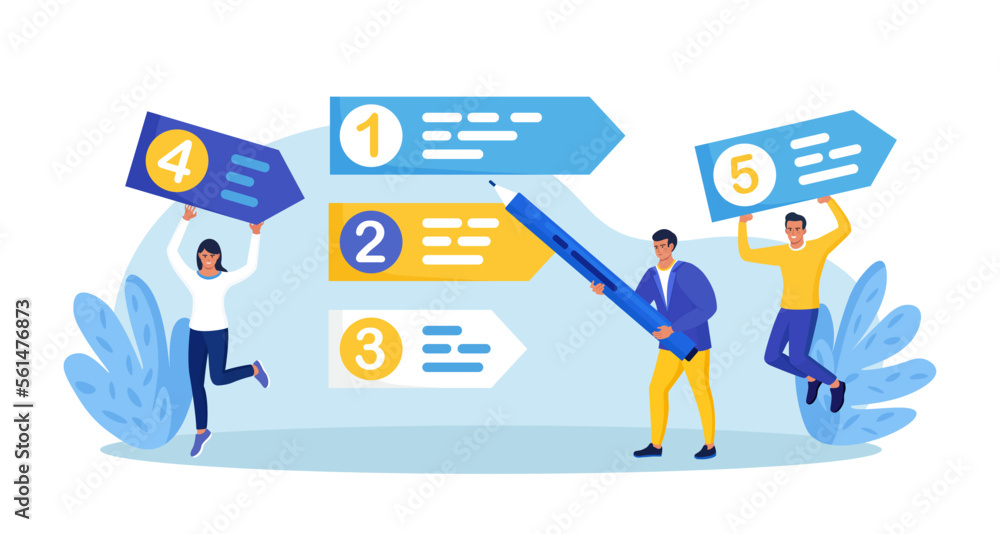 Prioritization. Businessmen set work priority, arrange to do list ...