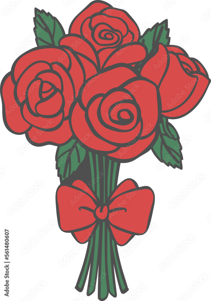 Cute hand drawn bouquet red roses doodle. Perfect for Valentine's Day ...