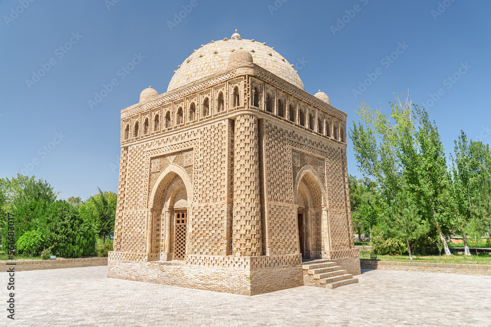 Awesome view of the Samanid Mausoleum in Bukhara, Uzbekistan Stock ...