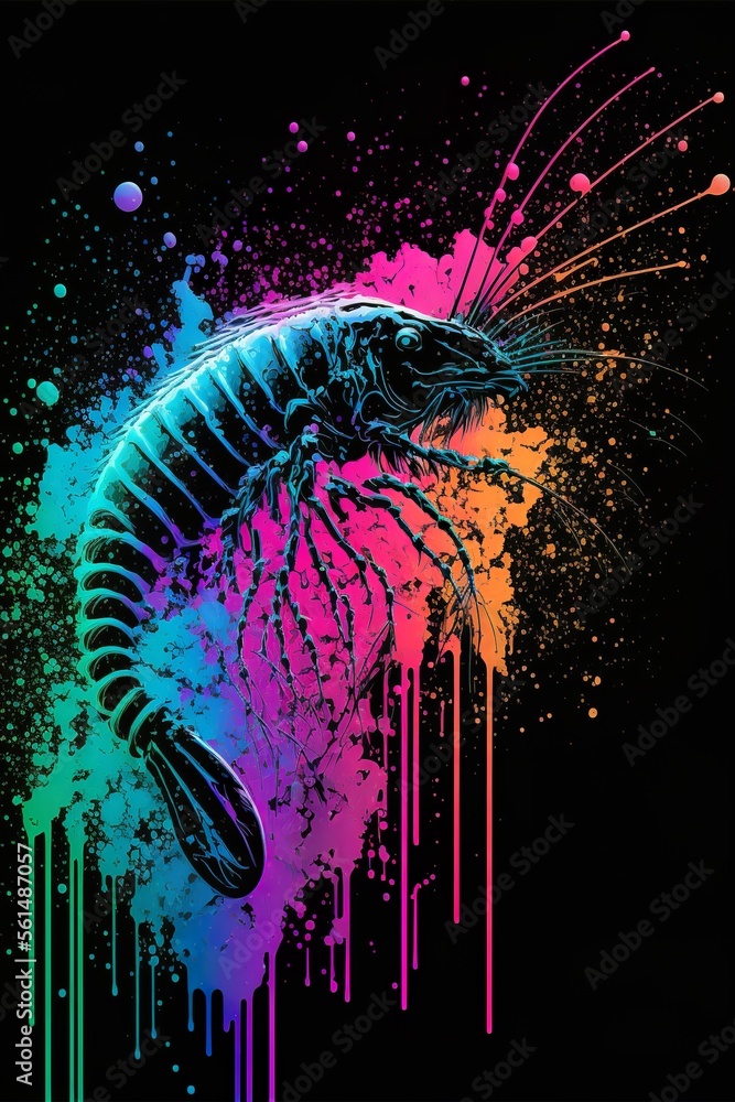 Painted animal with paint splash painting technique on colorful ...