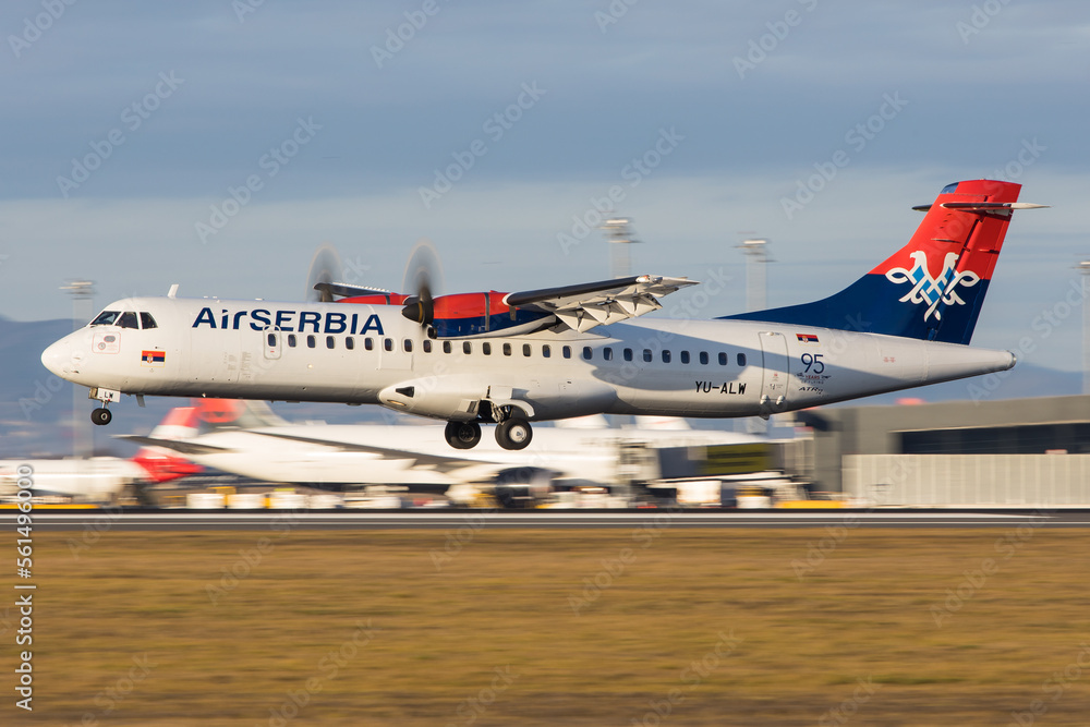 Vienna, Schwechat - January 07, 2023: An ATR-72 regional turboprop ...