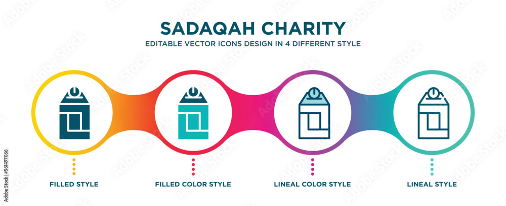 sadaqah charity icon in 4 different styles such as filled, color, glyph ...