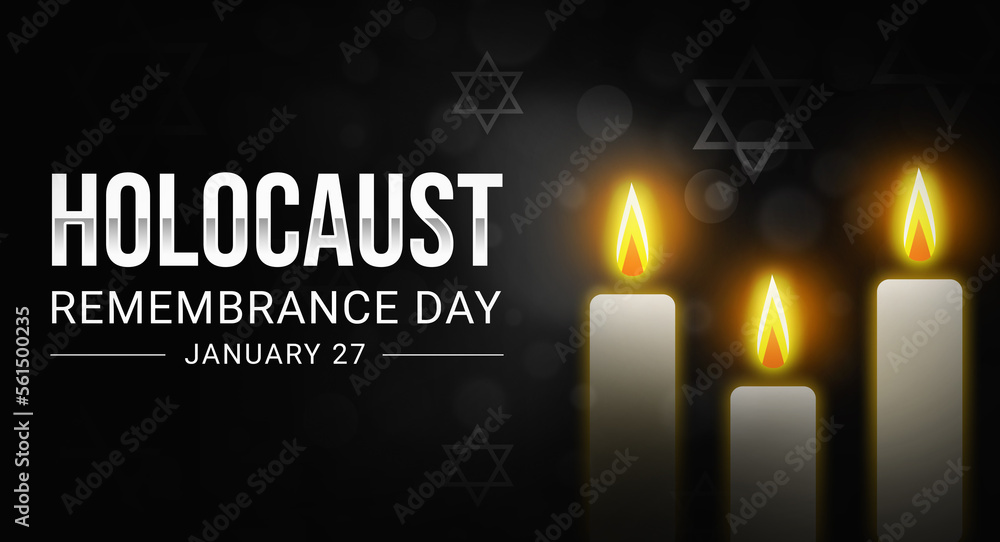 Holocaust remembrance day wallpaper with glowing candles and typography ...