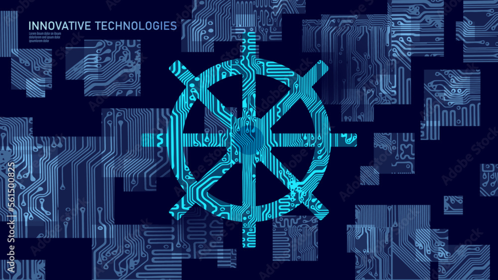Wheel Helm Computer Developer App Concept Business Digital Open Source Program Data Coding