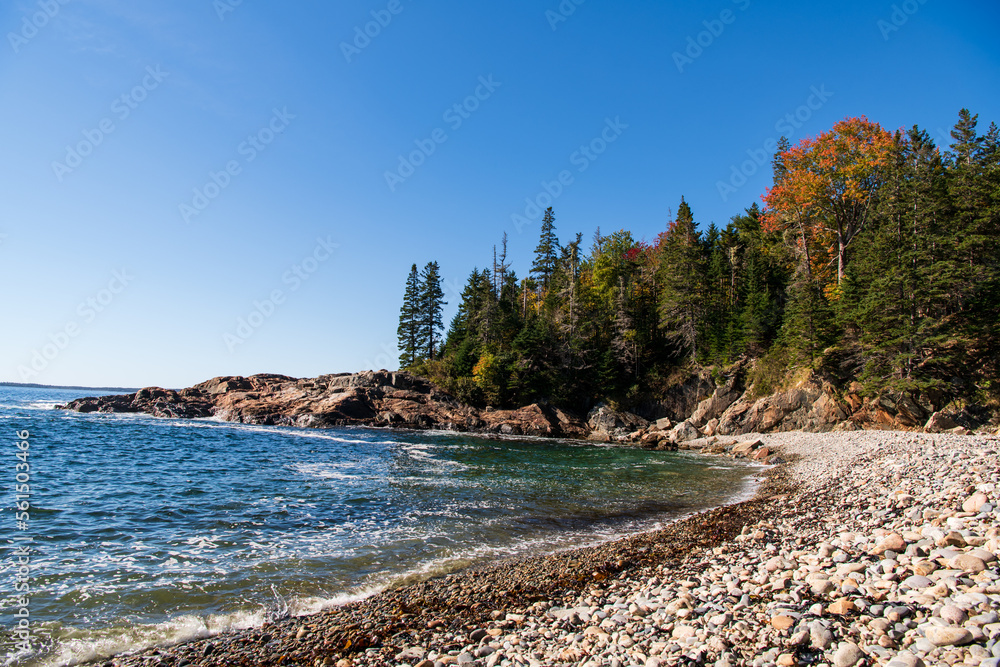 Autumn at Little Hunters Beach, a hidden gem in Acadia National Park in ...