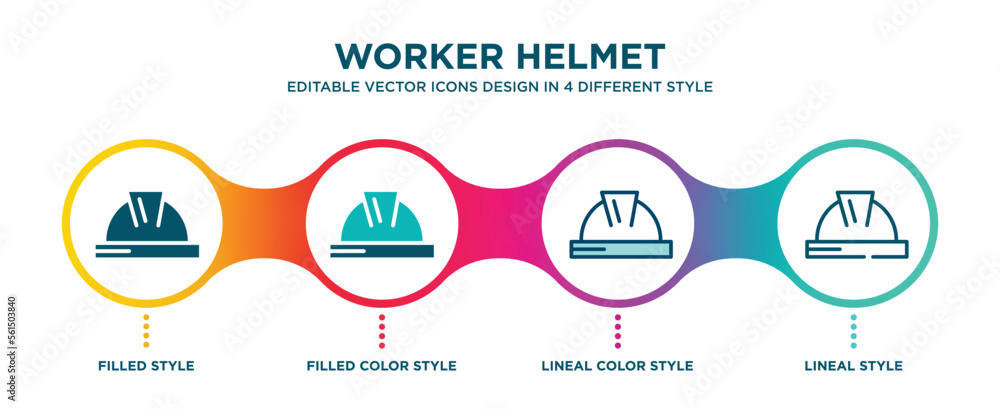 worker helmet icon in 4 different styles such as filled, color, glyph ...