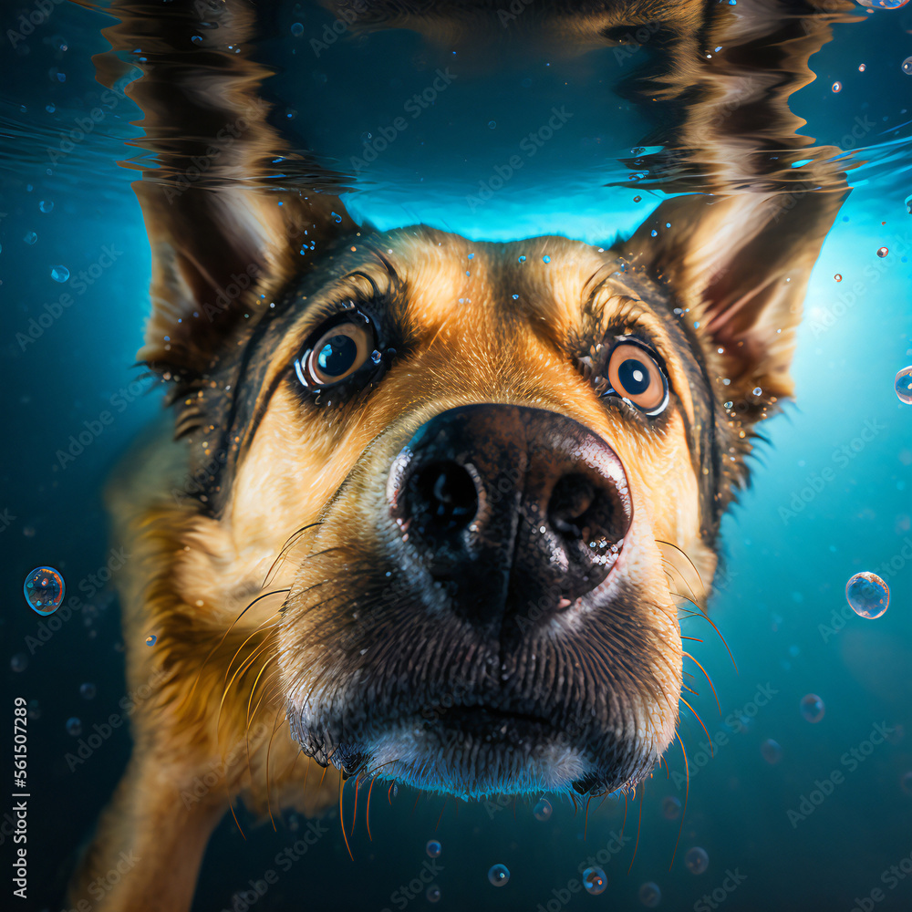 Cute Dog Underwater
