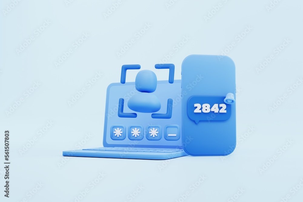 two factor authentication security concept with sms one time password ...