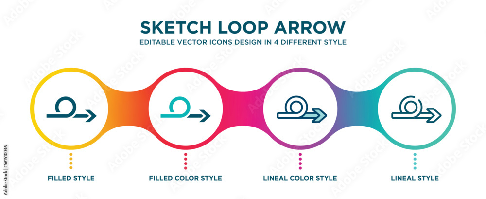 sketch loop arrow icon in 4 different styles such as filled, color ... sketch loop arrow icon in 4 different styles such as filled, color ...