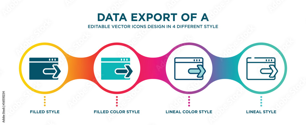 data export of a window with an arrow icon in 4 different styles such ...