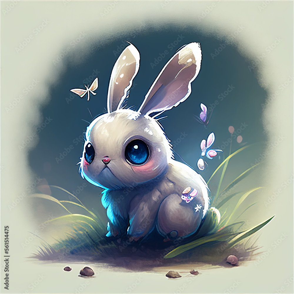 easter bunny emo sad white rabbit illustration cute sweet adorable, rim ...