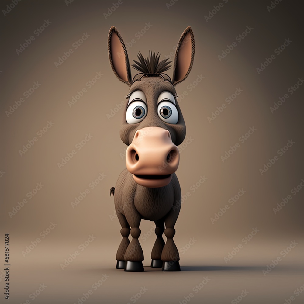 Cute Cartoon Donkey Character (Generative AI) Stock Illustration ...