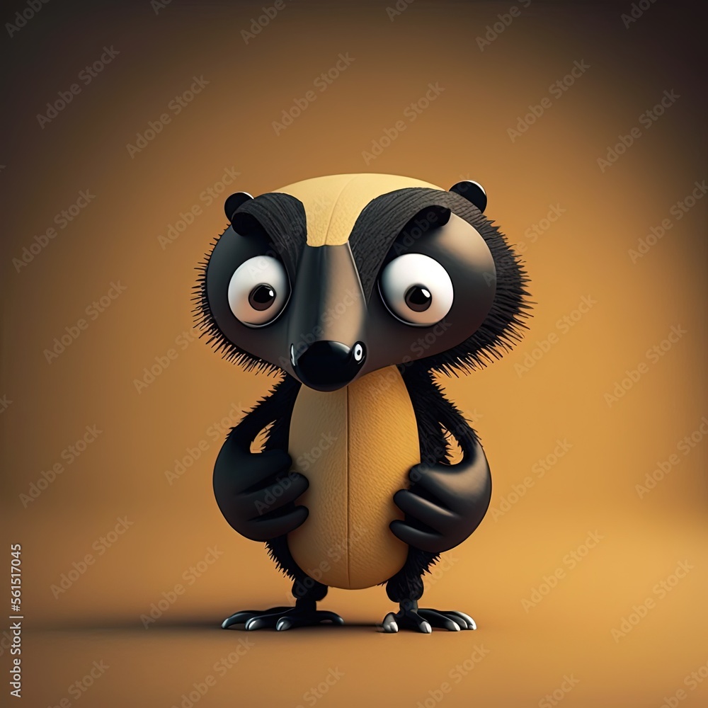 Cute Cartoon Honey Badger Character (Generative AI) Stock Illustration ...