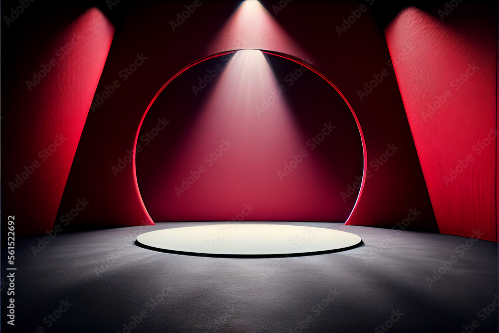 Red studio room background with spotlight on. Illustrator Generative AI ...