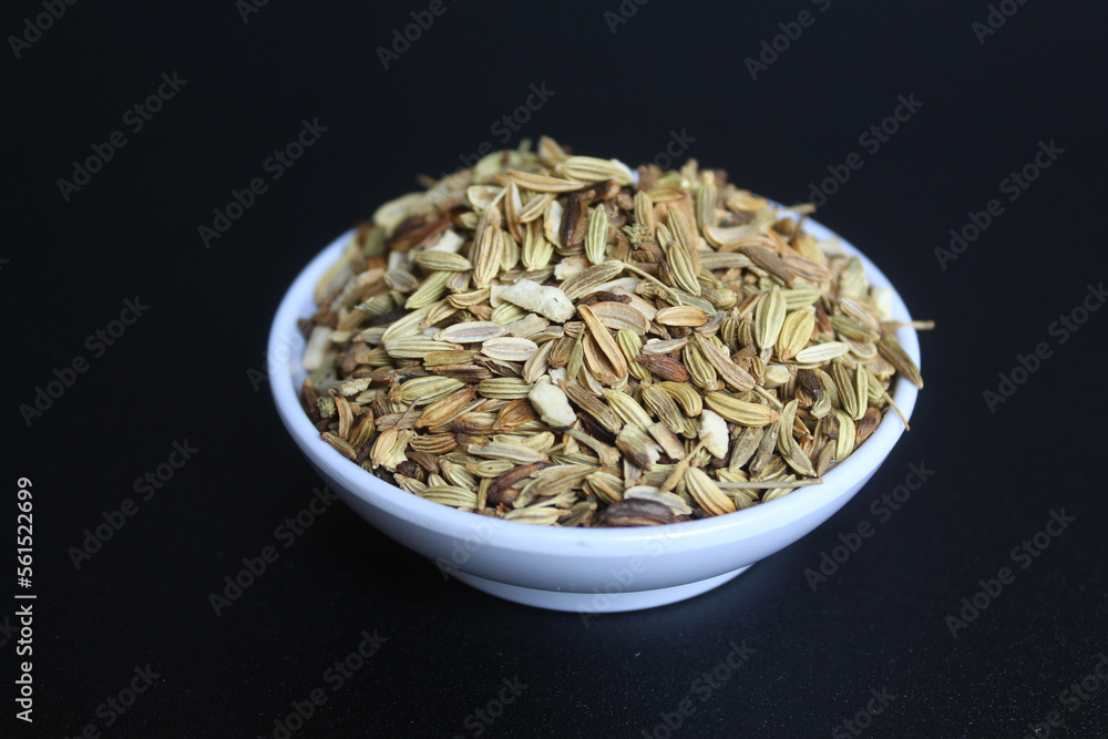Dried granules of Aniseed, or Pimpinella Anisum seed, or Adas Manis ...