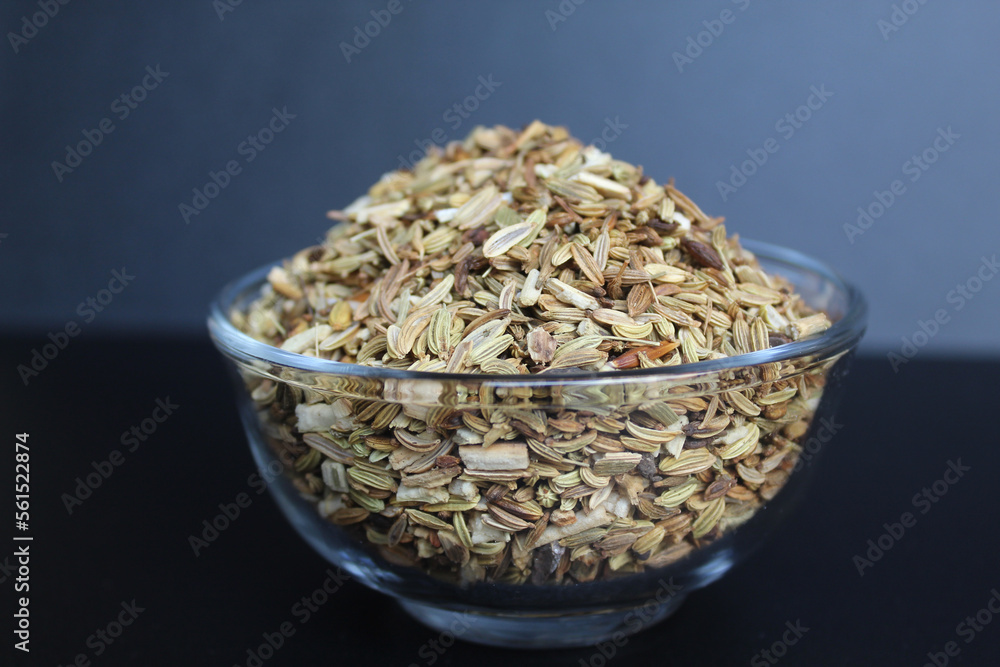 Dried granules of Aniseed, or Pimpinella Anisum seed, or Adas Manis ...