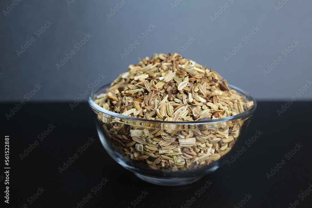 Dried granules of Aniseed, or Pimpinella Anisum seed, or Adas Manis ...