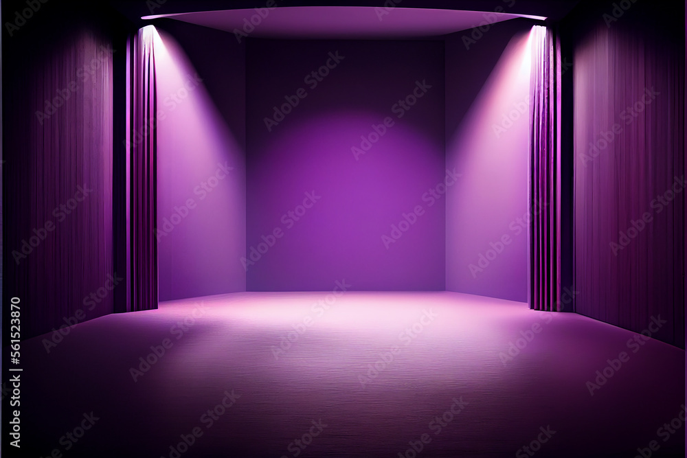 Purple studio room background with spotlight on. Illustrator Generative ...