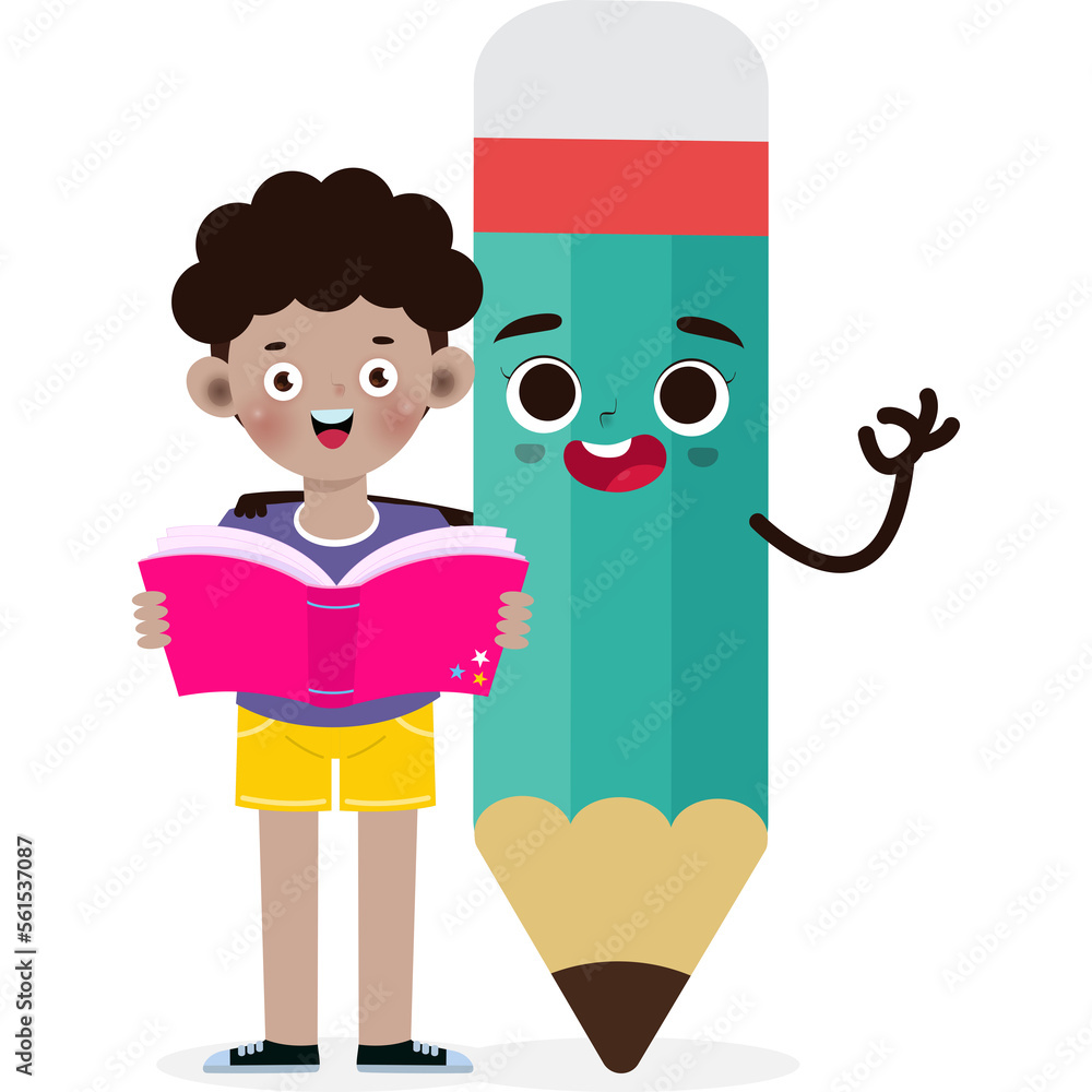 Kid Posing With Pencil Character, Back to school, cartoon Children ...