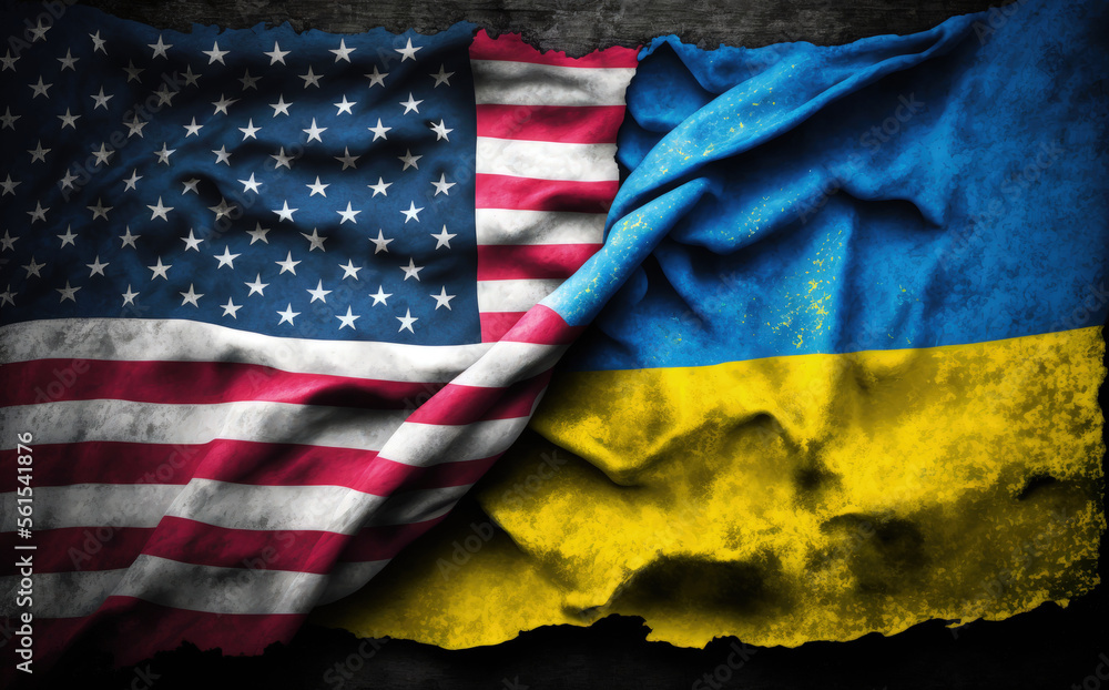 Background flags of America and Ukraine. The flags of the USA and ...