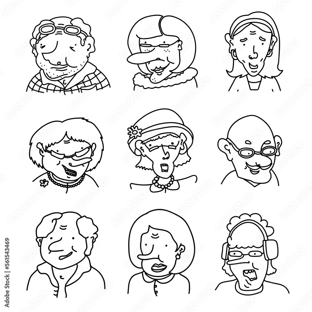 Collection of various hand drawn doodle men and women. Linear cartoon ...