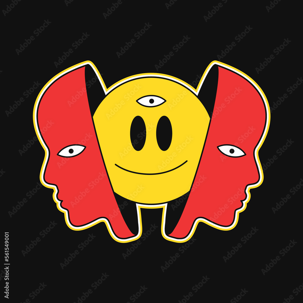 Human head,smile face emoji. Vector hand drawn doodle cartoon character ...