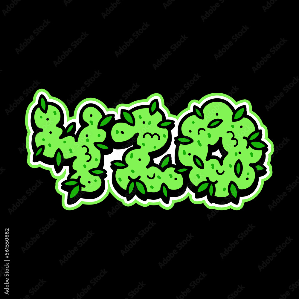 High weed bud quote text slogan print design. Vector doodle cartoon ...