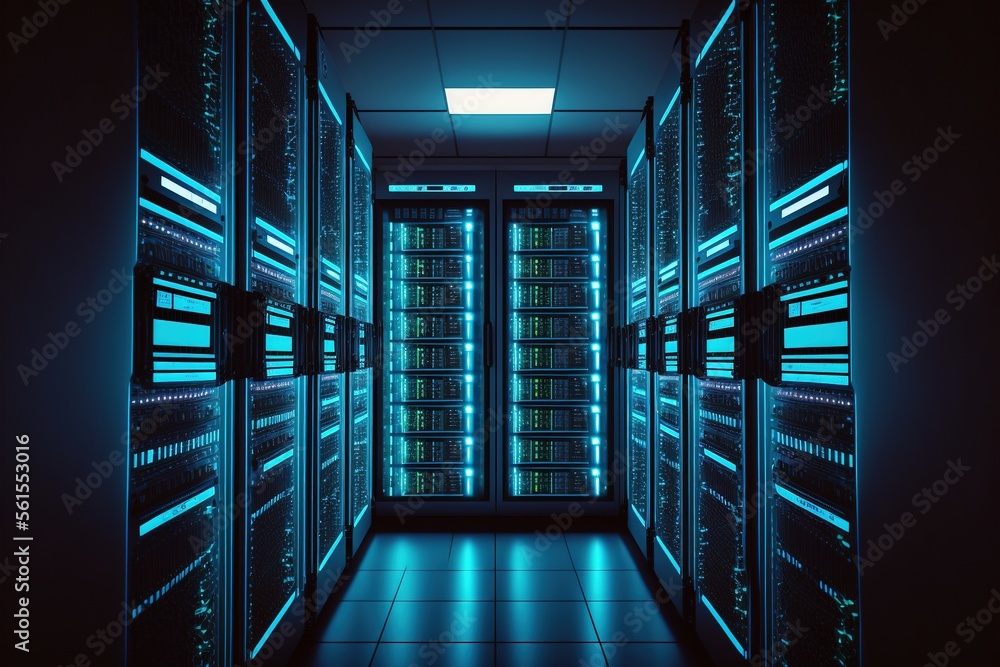 Super computer and quantum server rack in Data center control room ...