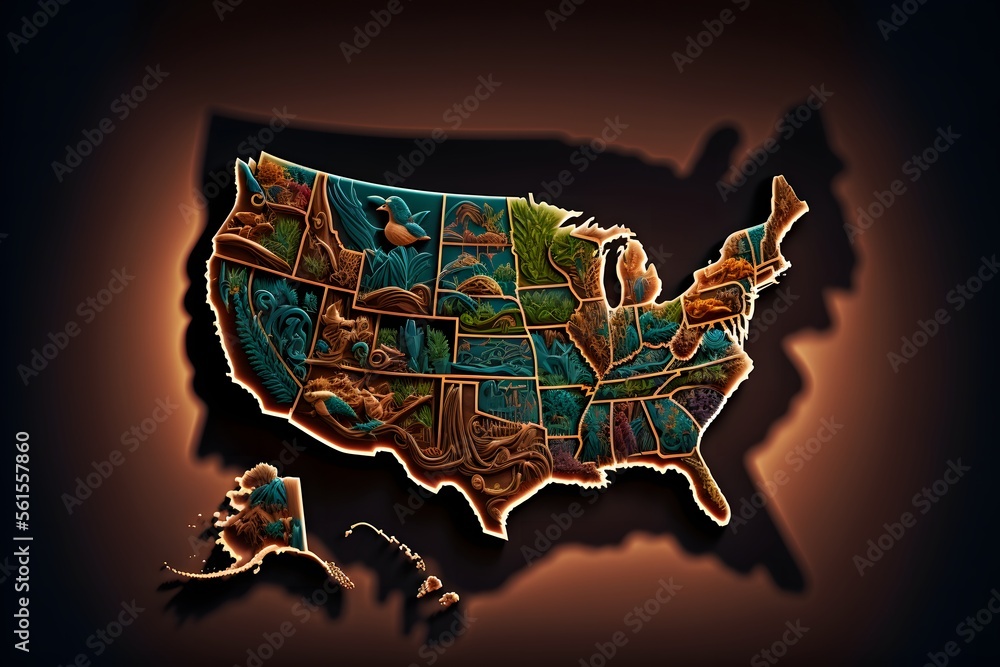 USA Map shows its diversity in culture, religions, vegetation, flora ...
