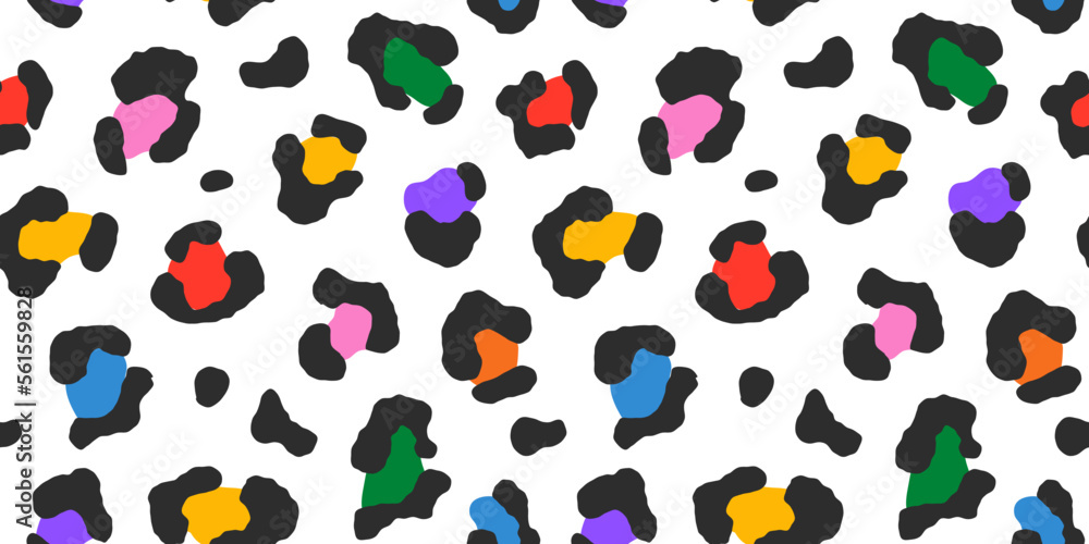 Colorful animal print seamless pattern illustration. Multi color ...