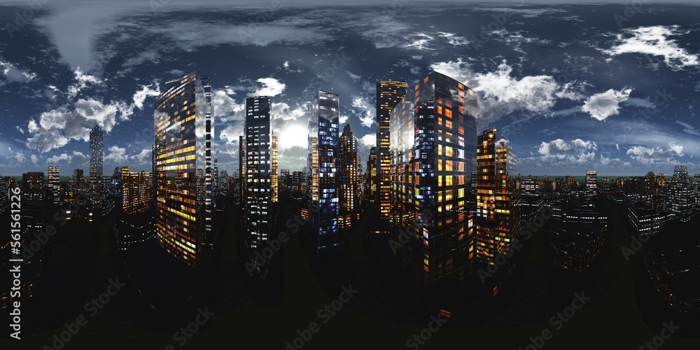 Night city. HDRI . equidistant projection. Spherical panorama. panorama ...