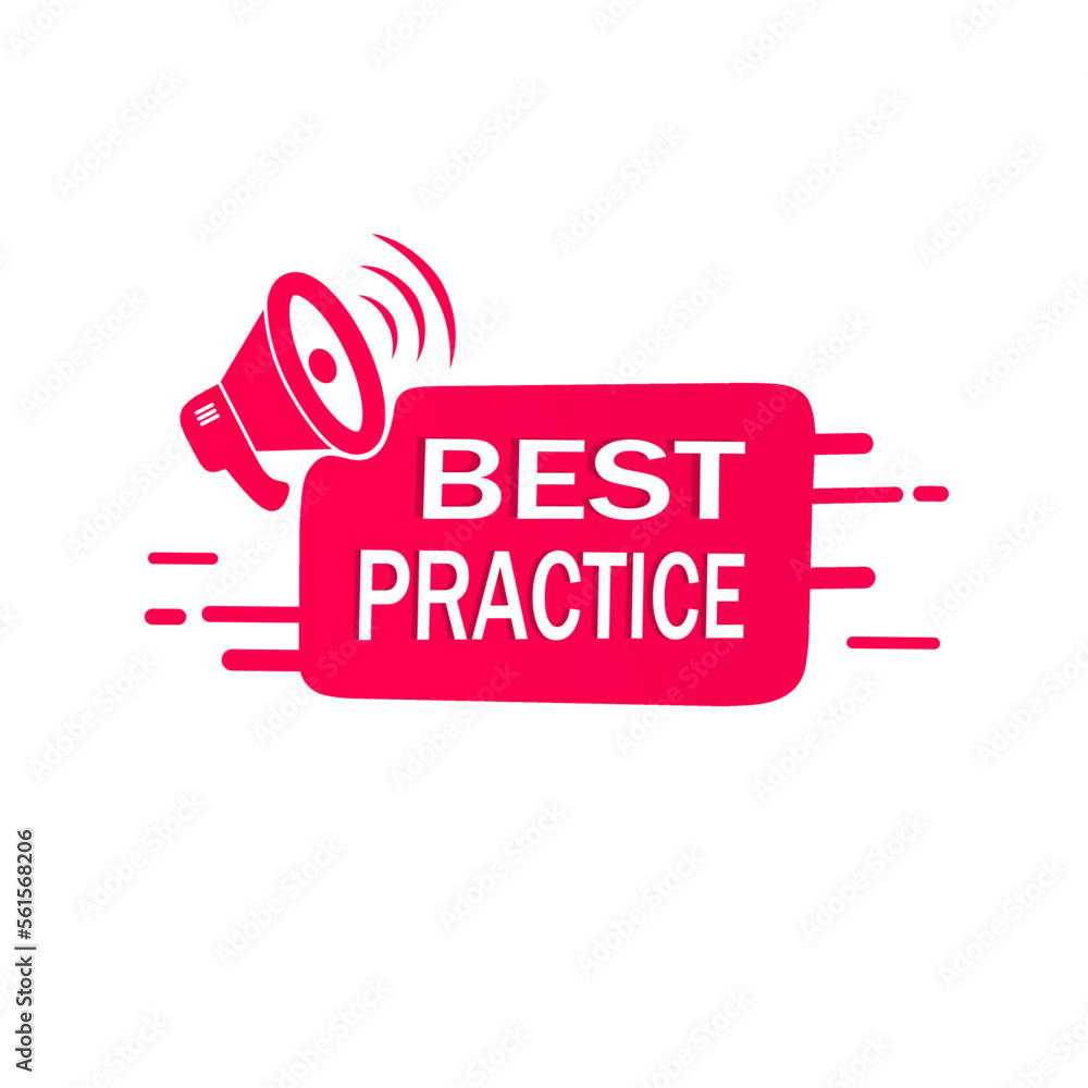 Best practice banner template, megaphone icon flat design. Vector ...