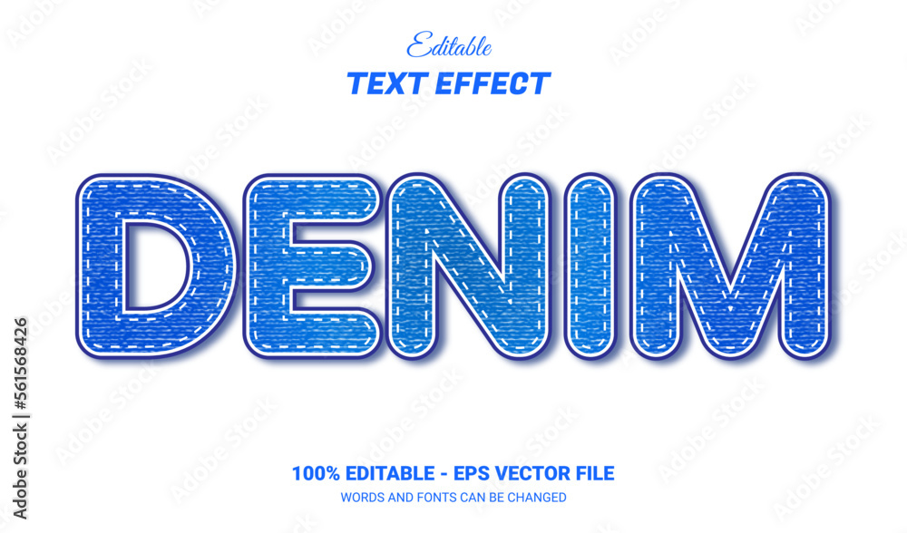 Jeans denim text effect, editable blue and fashion text style Stock ...