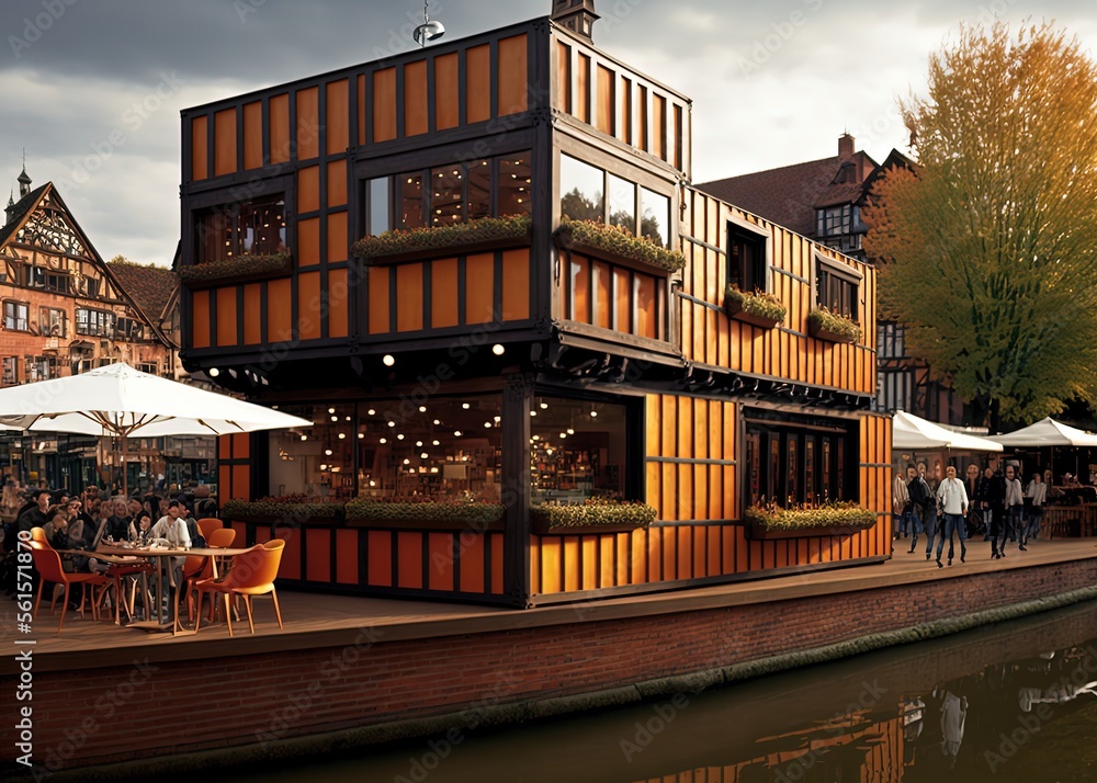 sustainability and recycle , container box remake as restaurant, office ...