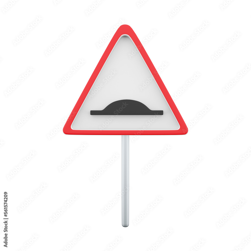 3d render Speed bumps warning of traffic signs.3d rendering cartoon ...