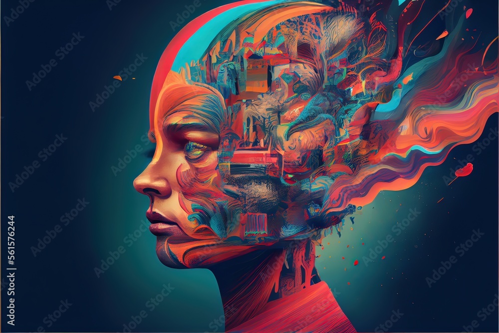 Generative AI illustration of annual collective mind concept art ...