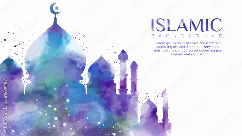 Hand-drawn Islamic celebration background. Beautiful multicolored ...