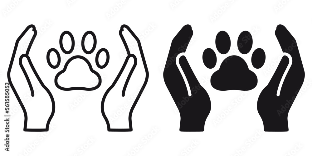 Vetor de ofvs305 OutlineFilledVectorSign ofvs - hands holding paw print ...