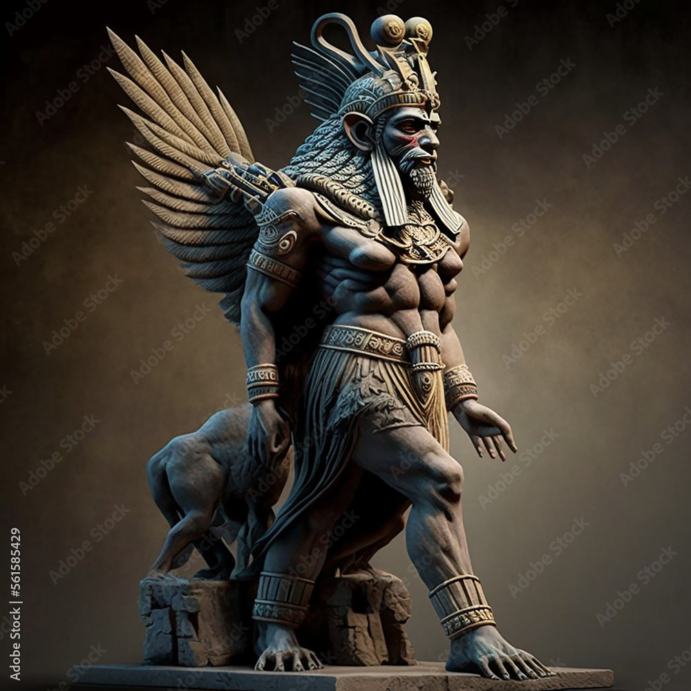 Ancient Sumerian mythology. An,ancient Sumerian mythological god ...