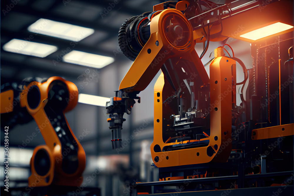 Robot Factory 3D Concept Automated Robot Arm Assembly Line, Generative Ai Stock Illustration ...