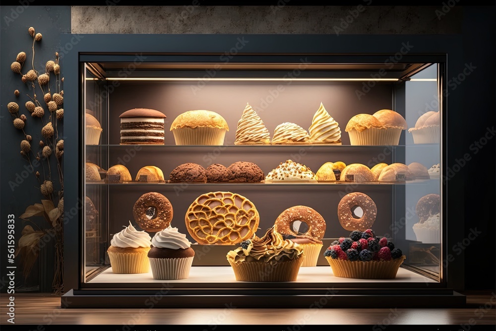 a display case filled with lots of different types of donuts and other ...