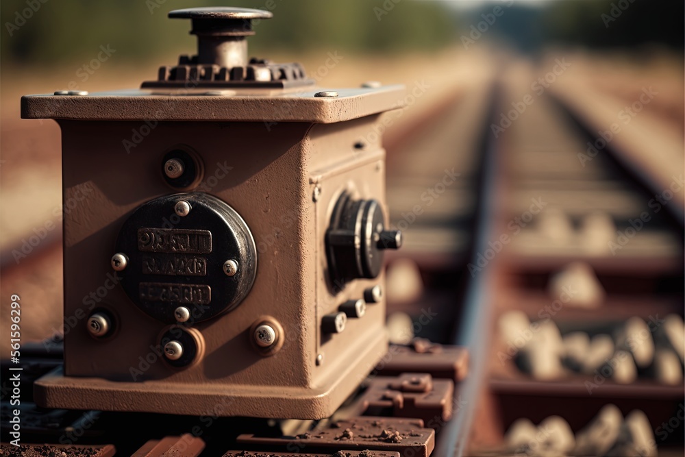 a close up of a train engine on a train track with other tracks in the ...