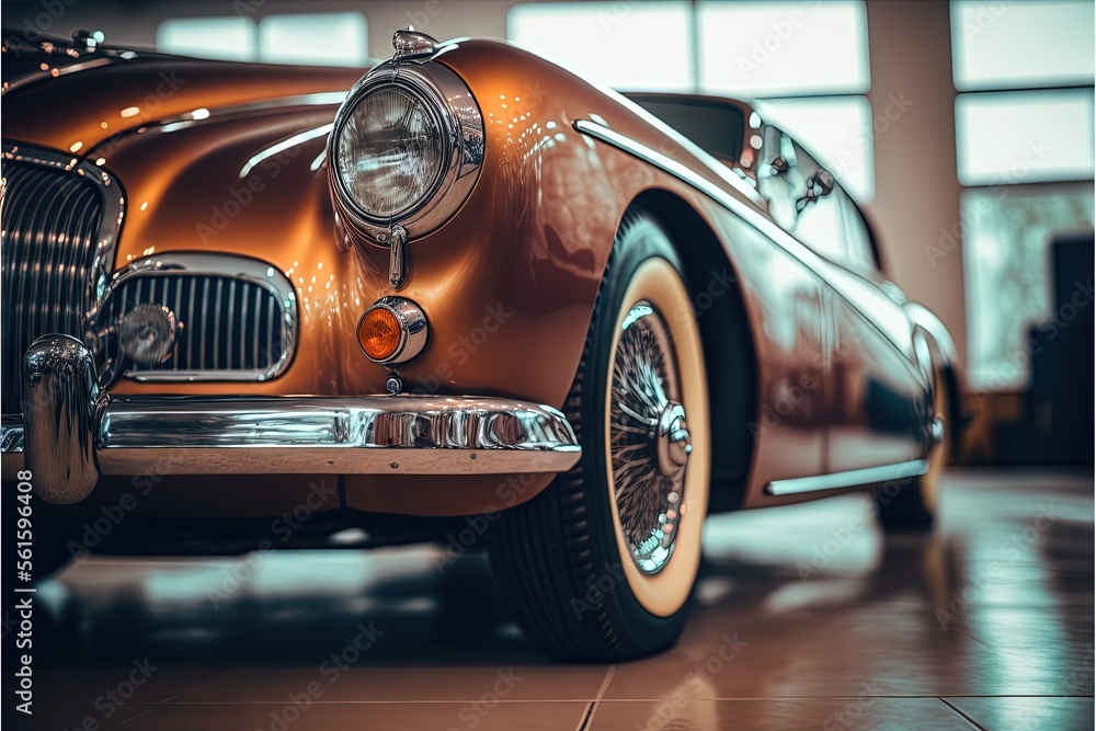 a close up of a car on a tiled floor in a building with windows and a ...