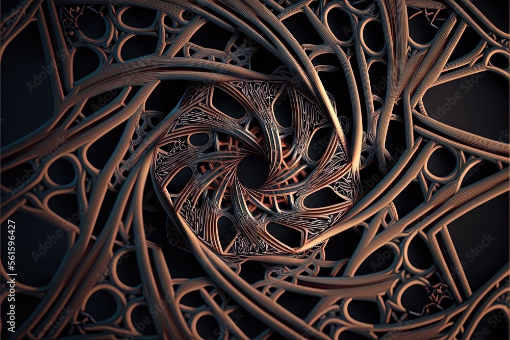 a computer generated image of a spiral design in brown and black colors ...