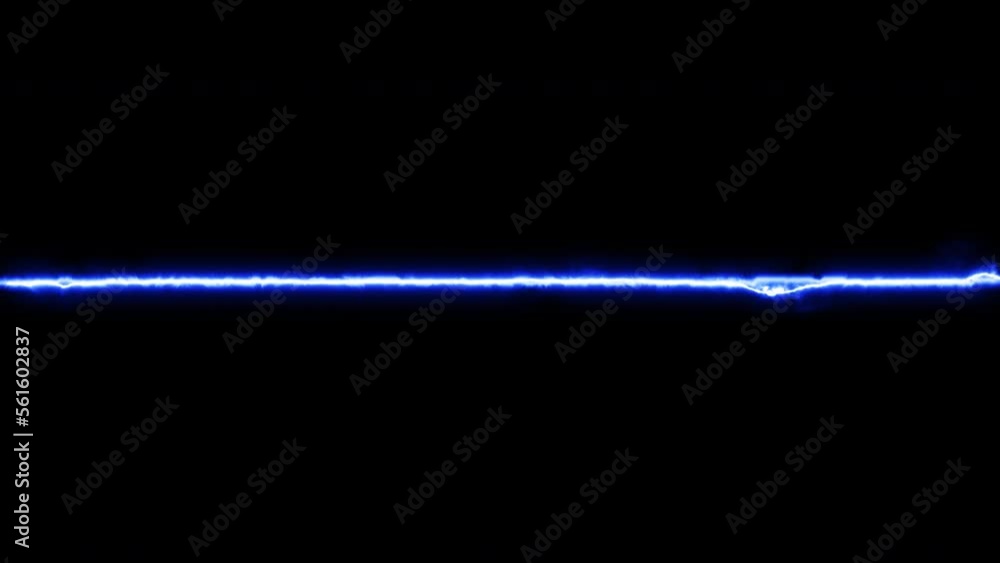Horizontal blue energy ray on black background for overlay. Futuristic ...