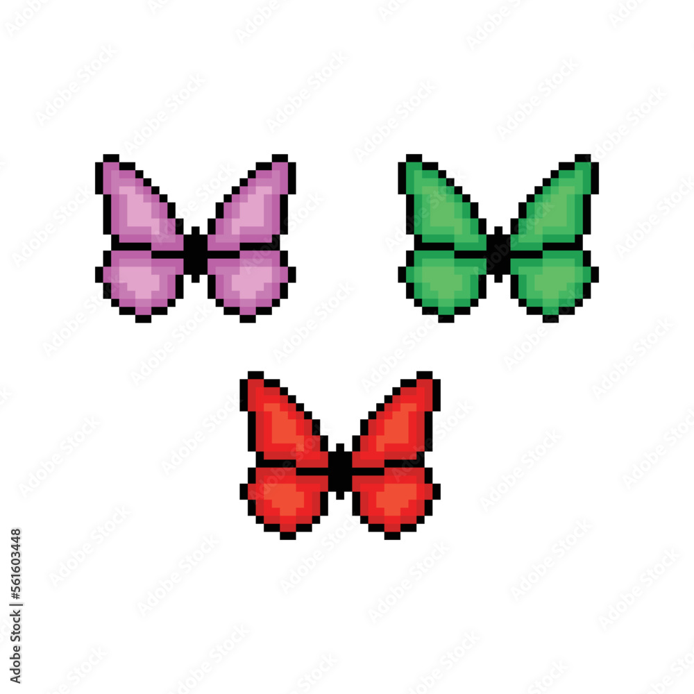 butterfly icon 8 bit, pixel art icon for game logo. Stock Vector ...