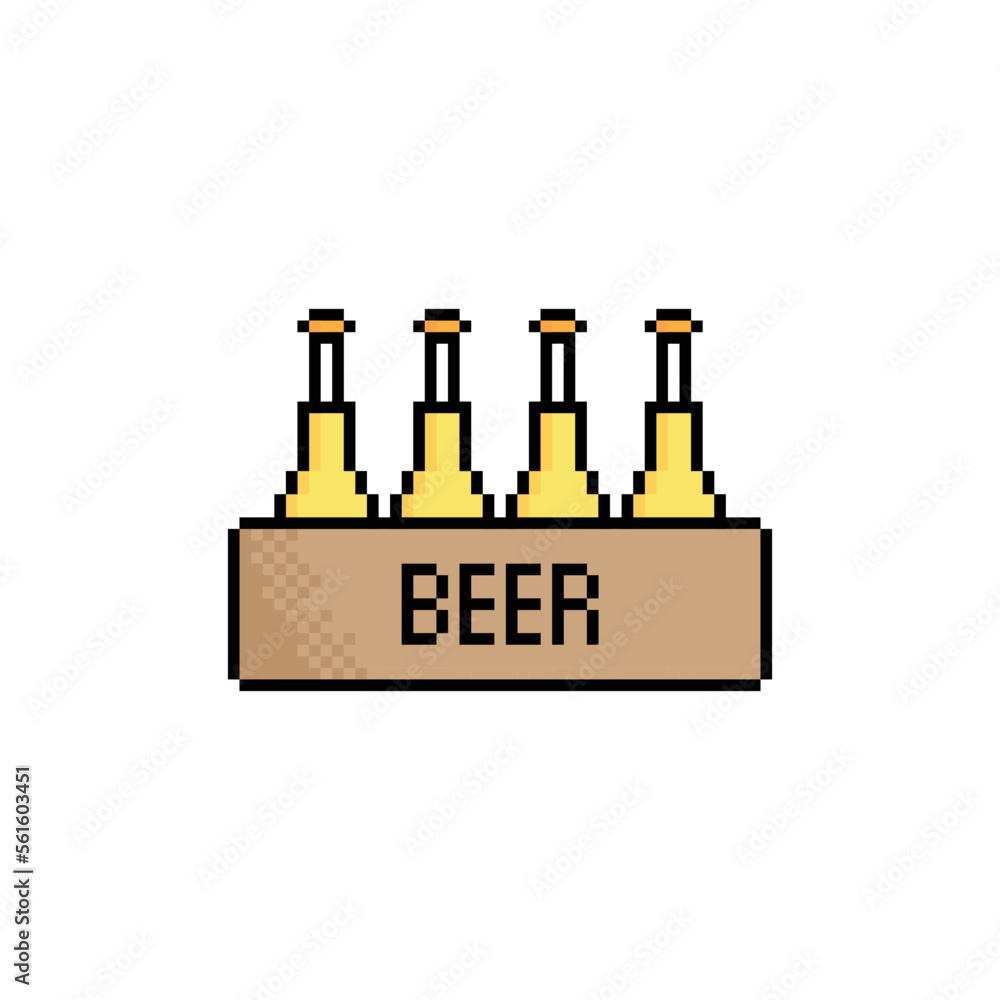 pixel beer bottle icon vector vector pixel art element for 8 bit game ...