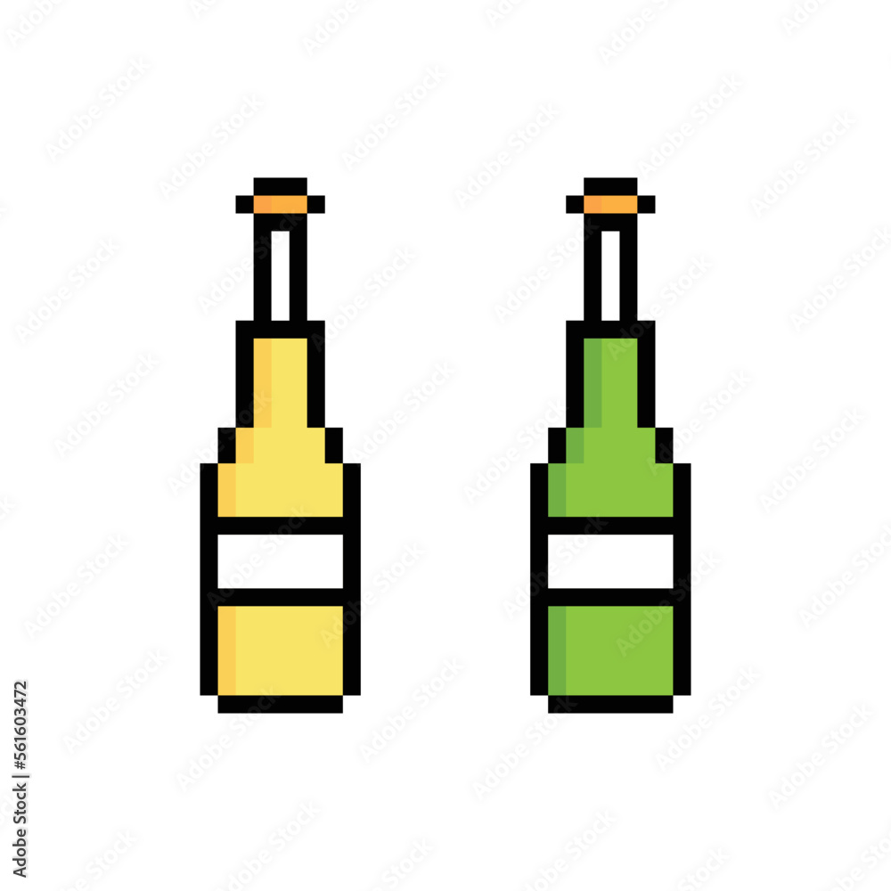 pixel beer bottle icon vector vector pixel art element for 8 bit game ...