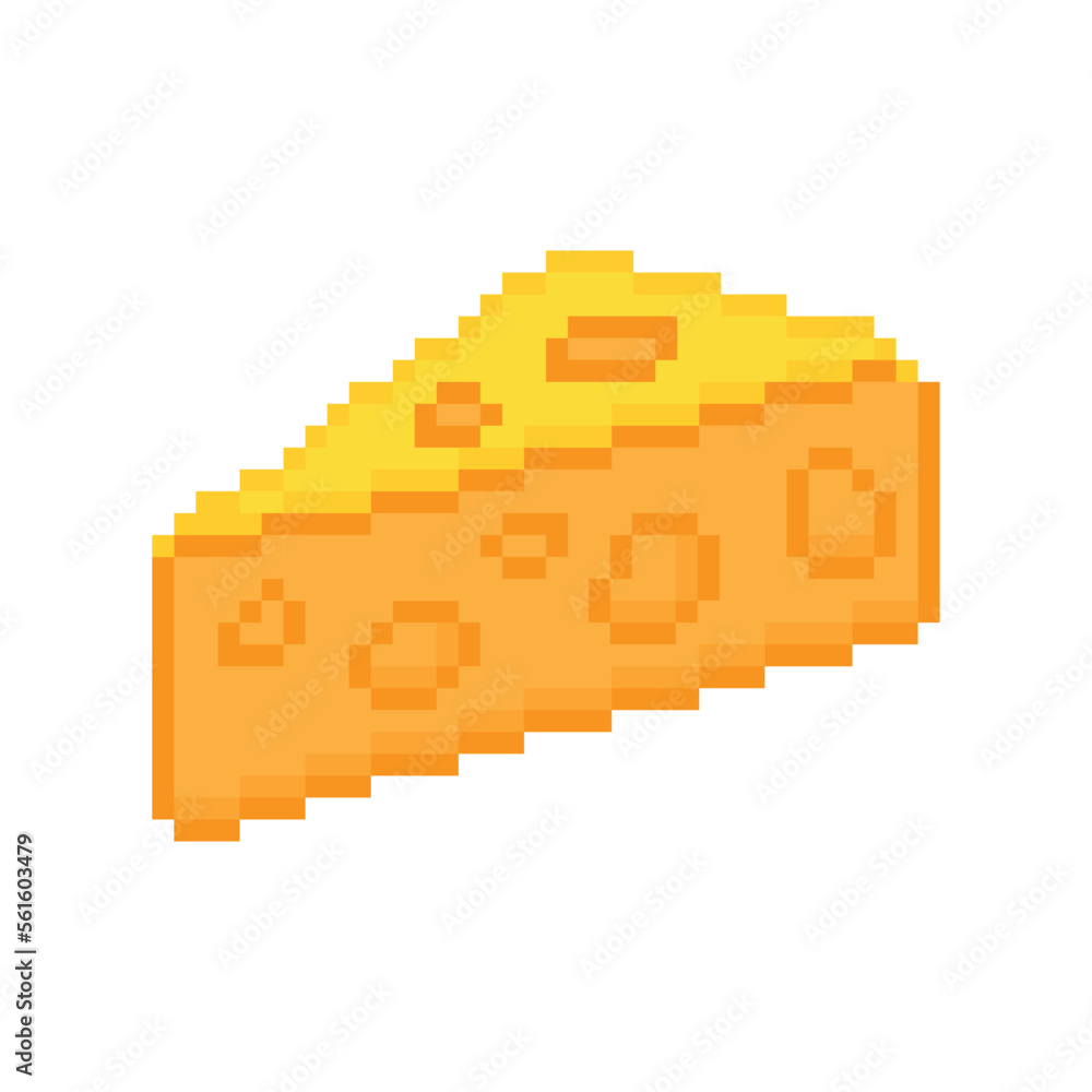 cheese icon 8 bit, pixel art food icon for game logo. Stock Vector ...